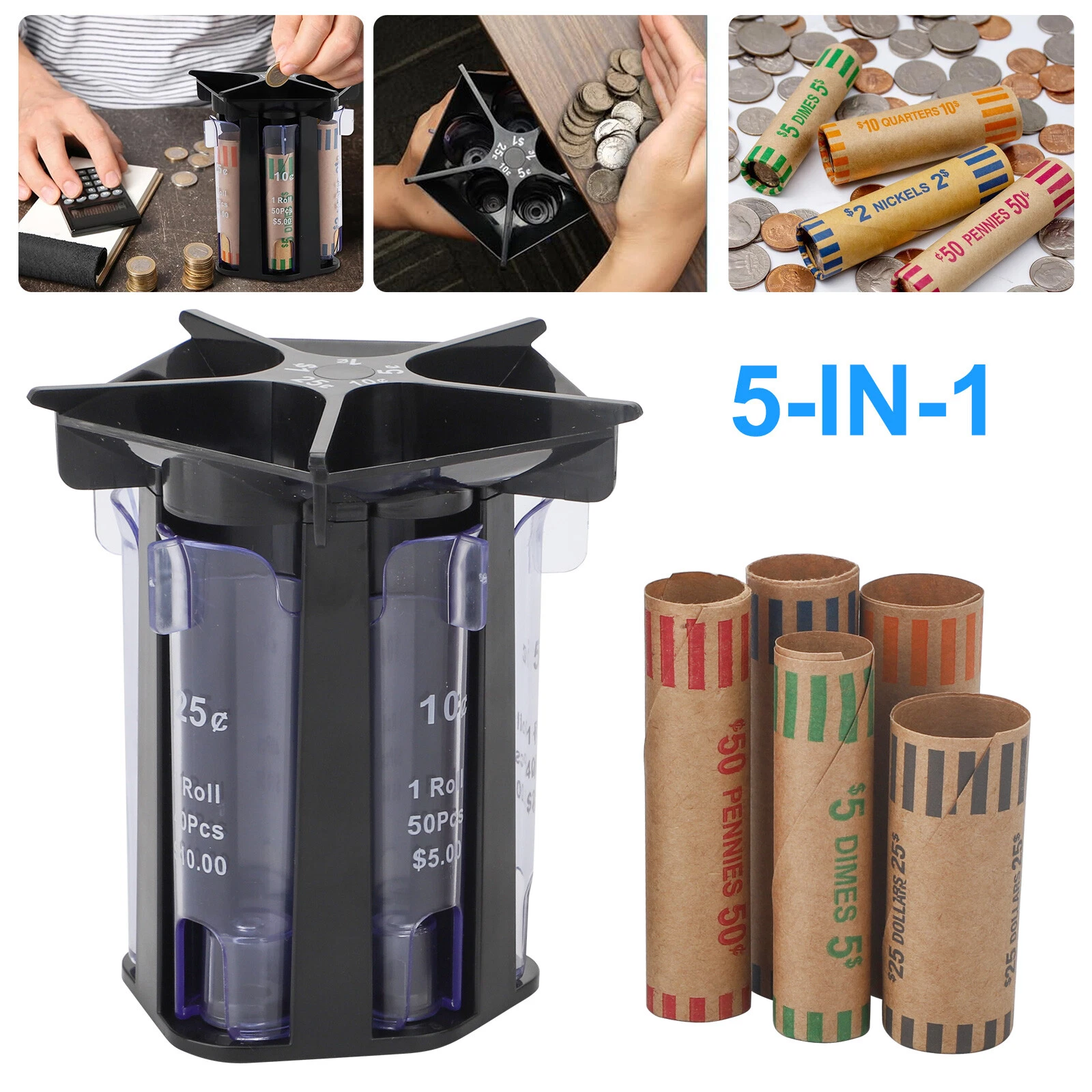 Professional Manual Coin Sorter Creative 5-In-1 Clear Change Counting ...
