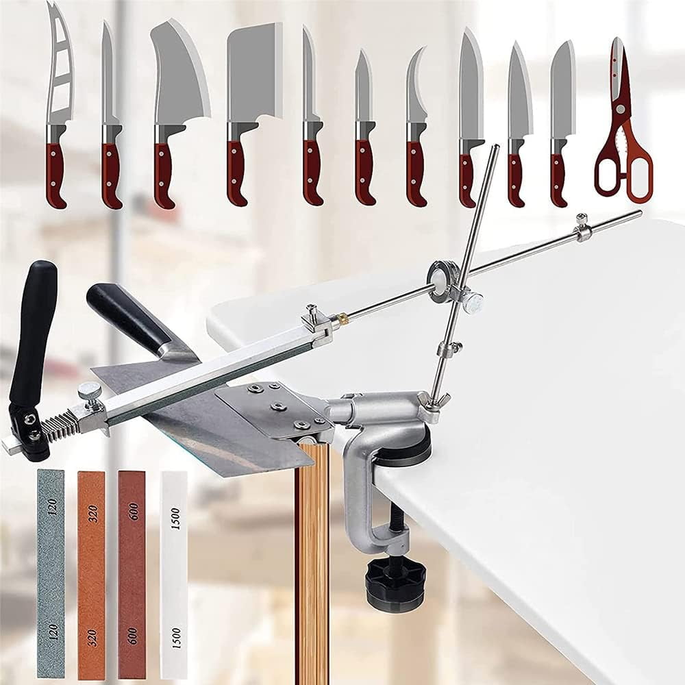 Professional Manual Knife Sharpener with 4 Grinding Wheels, Rotary ...
