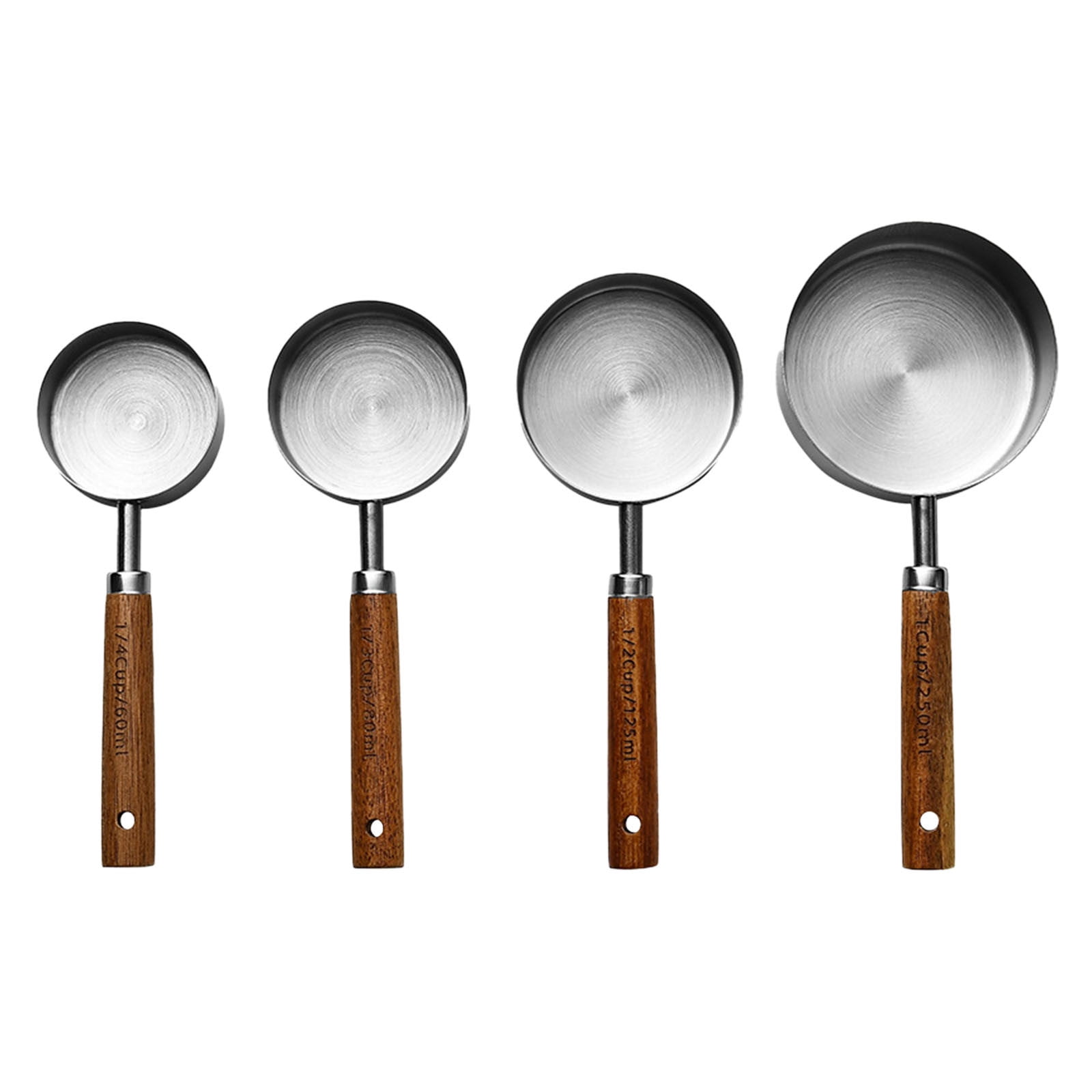 Professional Measuring Spoons Set - Stainless Steel with Wood Handles ...