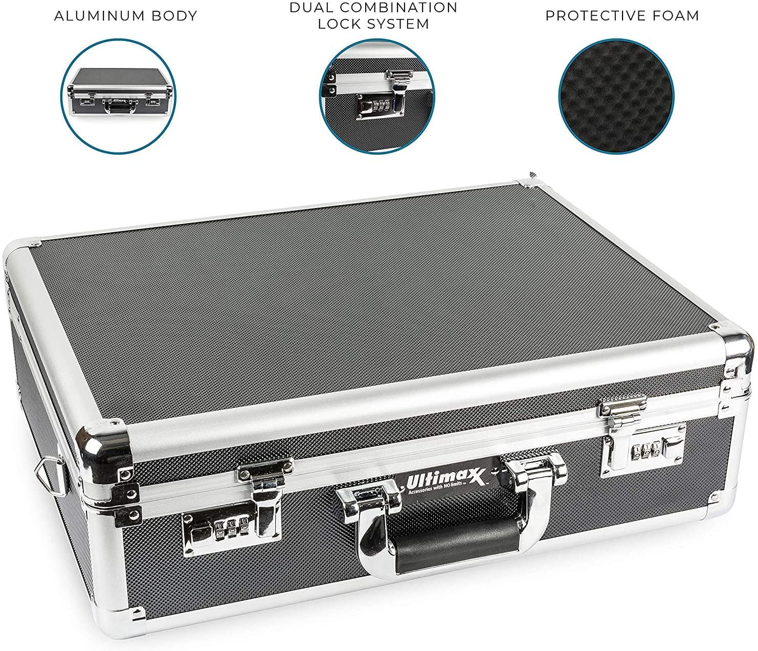 Professional Medium Aluminum Hard Case with Pre-Cut Foam—for Travel and ...