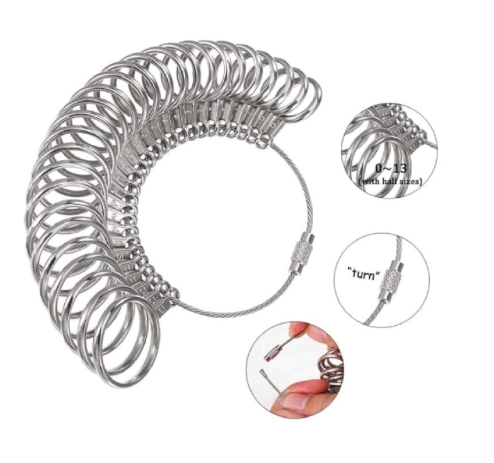 Ring Sizer Gauge and Mandrel Kit, Metal Finger Measuring Tool Set for ...