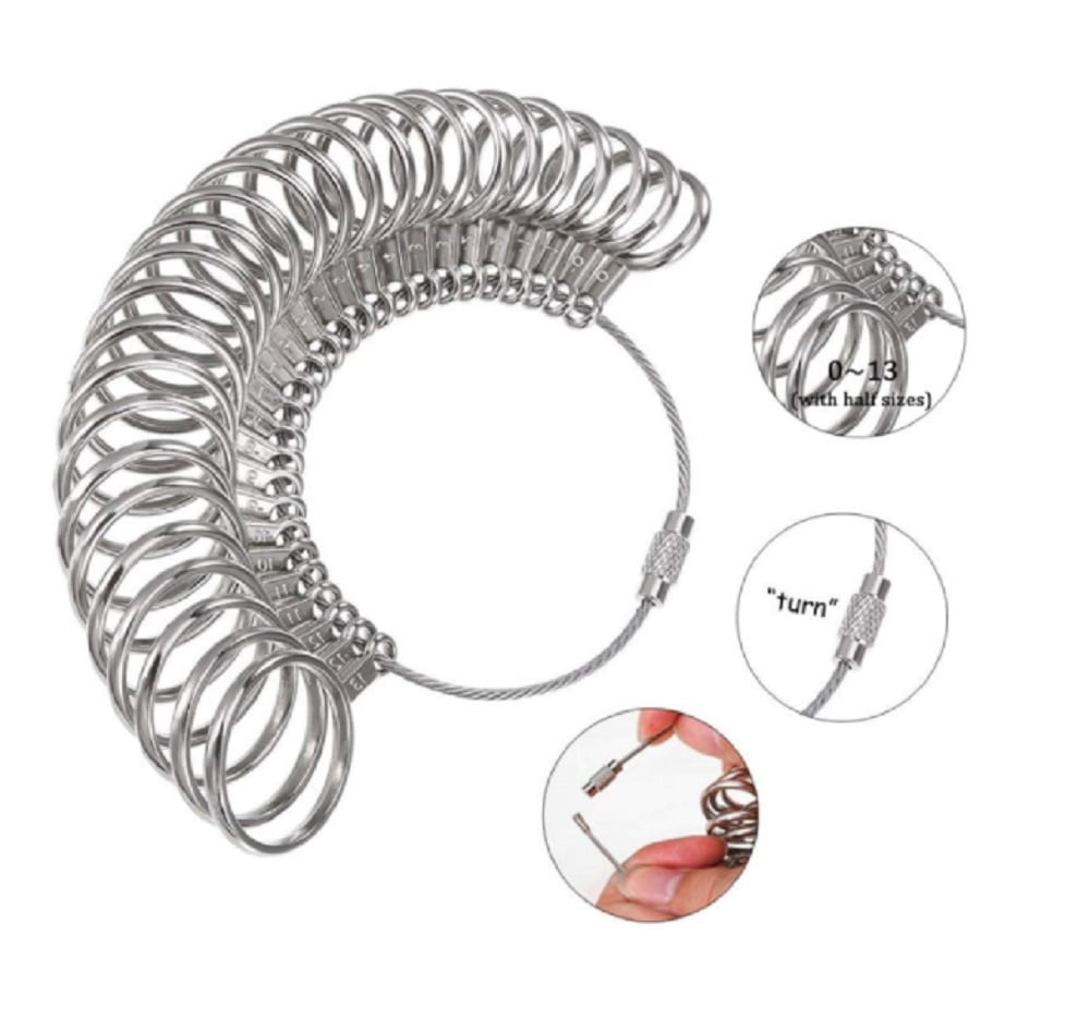 Professional Ring Sizer Gauge & Mandrel Kit – Metal Finger Measuring ...