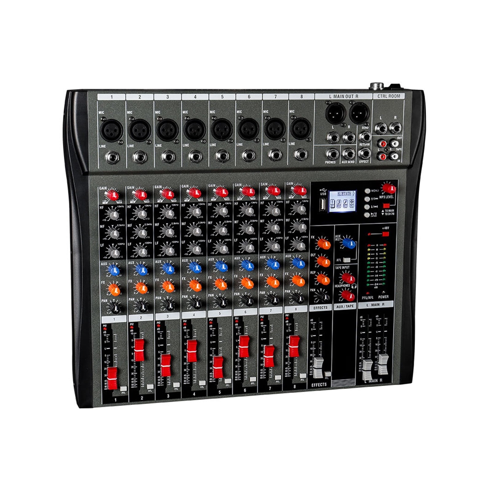 Professional Mixer 8-Channel USB Effect 48V Phantom Power Recording ...