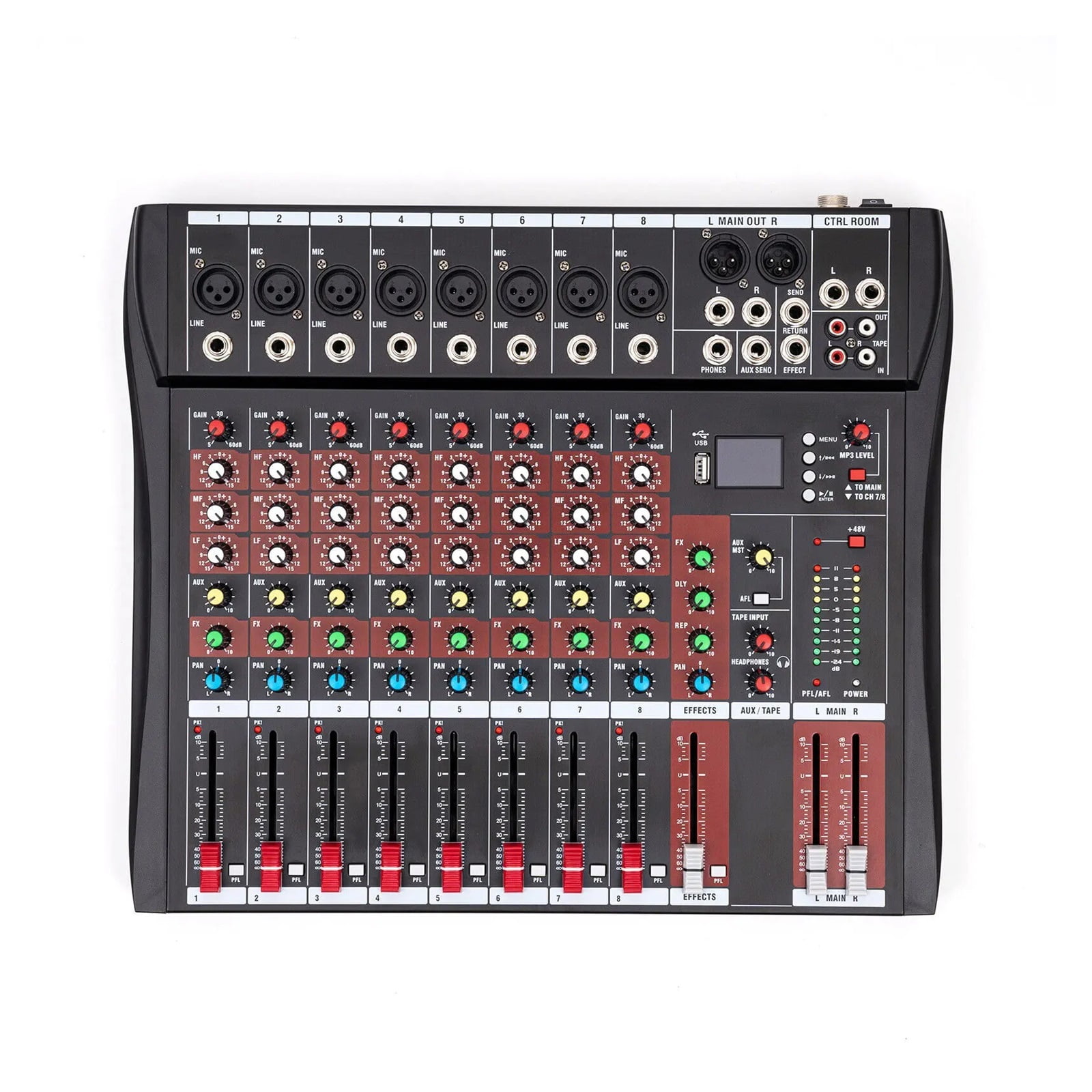 Professional Mixer Bluetooth USB DJ Console 8 Channel Live Studio ...