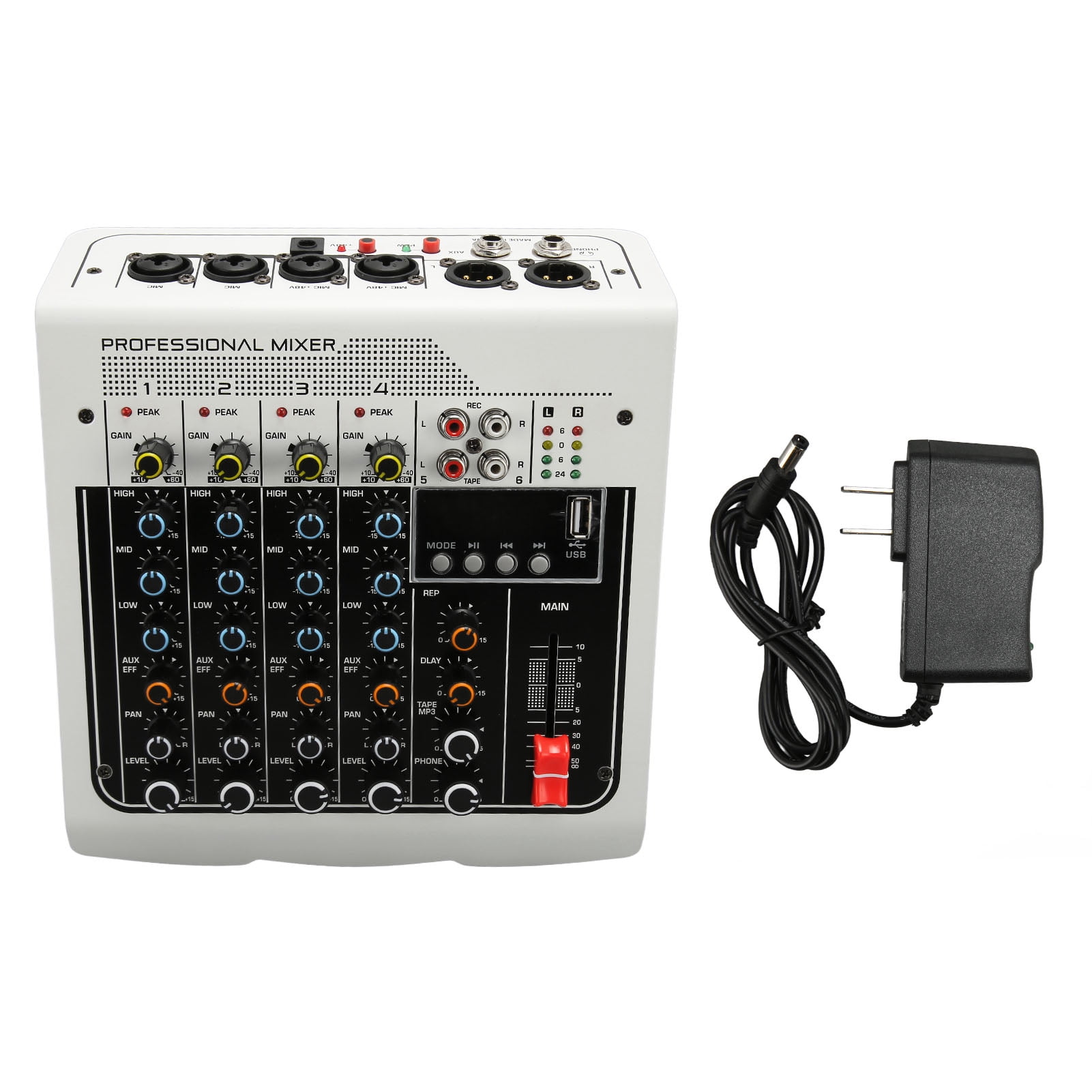Professional Mixer Sound Board 4 Channel Bluetooth USB RCA Built in DPS ...