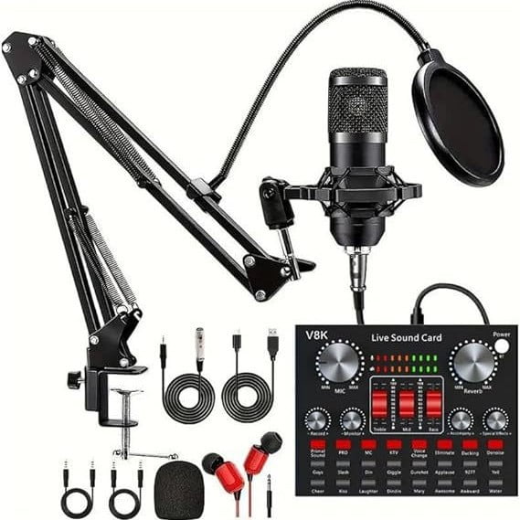 Professional Mixing Console, V8k Live Sound Card, Audio Interface with ...