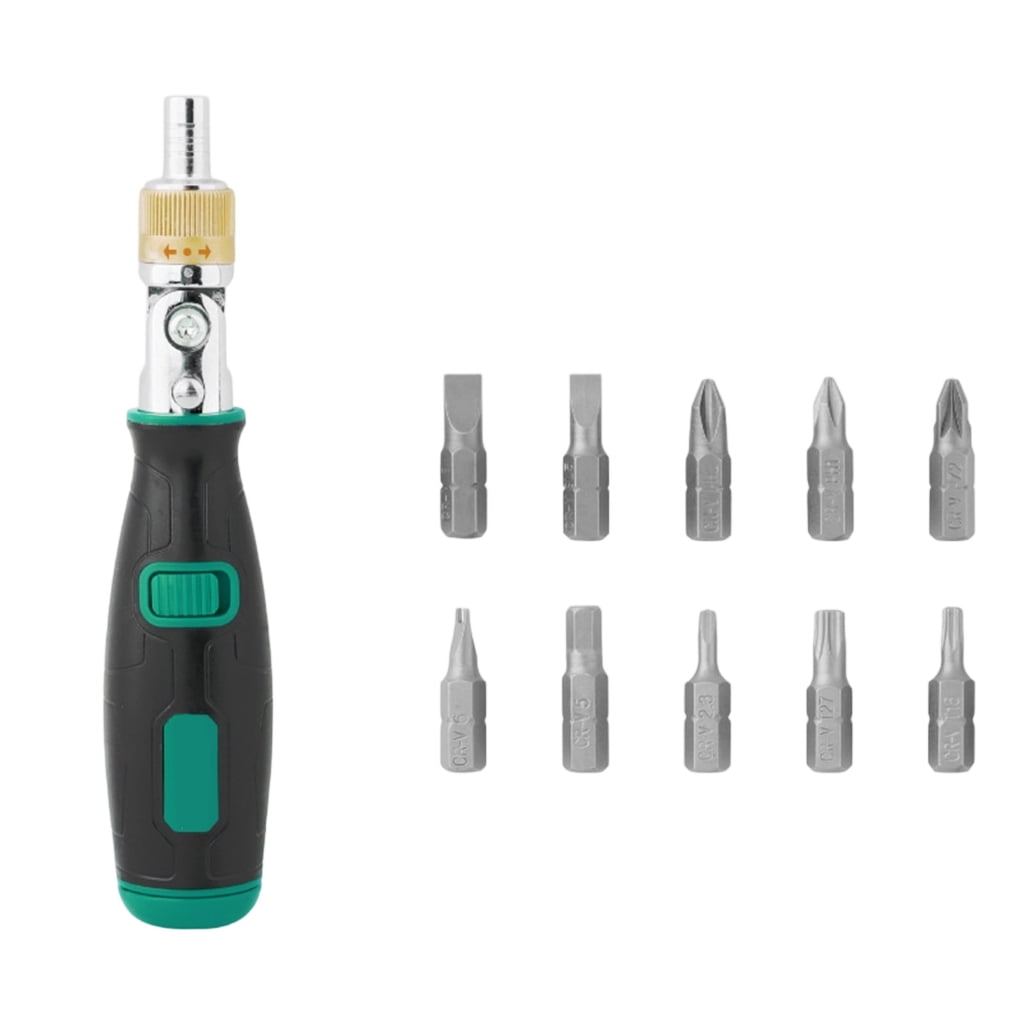 Professional Multi Angle Ratchet Screwdriver Set 10 in 1 Steel Bit ...