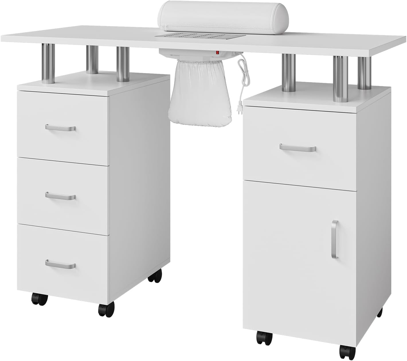 Professional Nail Tech Station with Electric Downdraft Vent, Locking ...