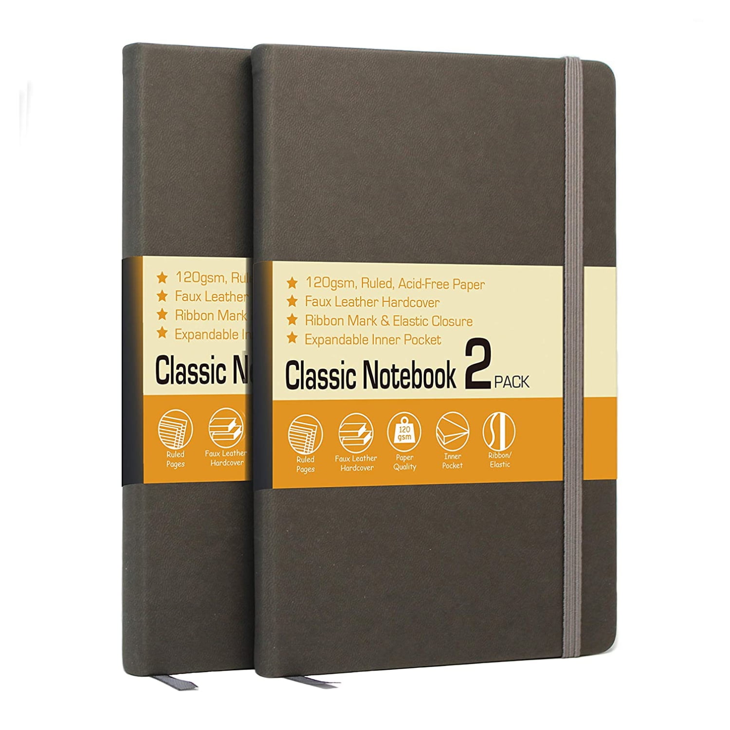 Professional Travel Journal, 2 Pack, Faux Leather, 200 Ruled Pages ...