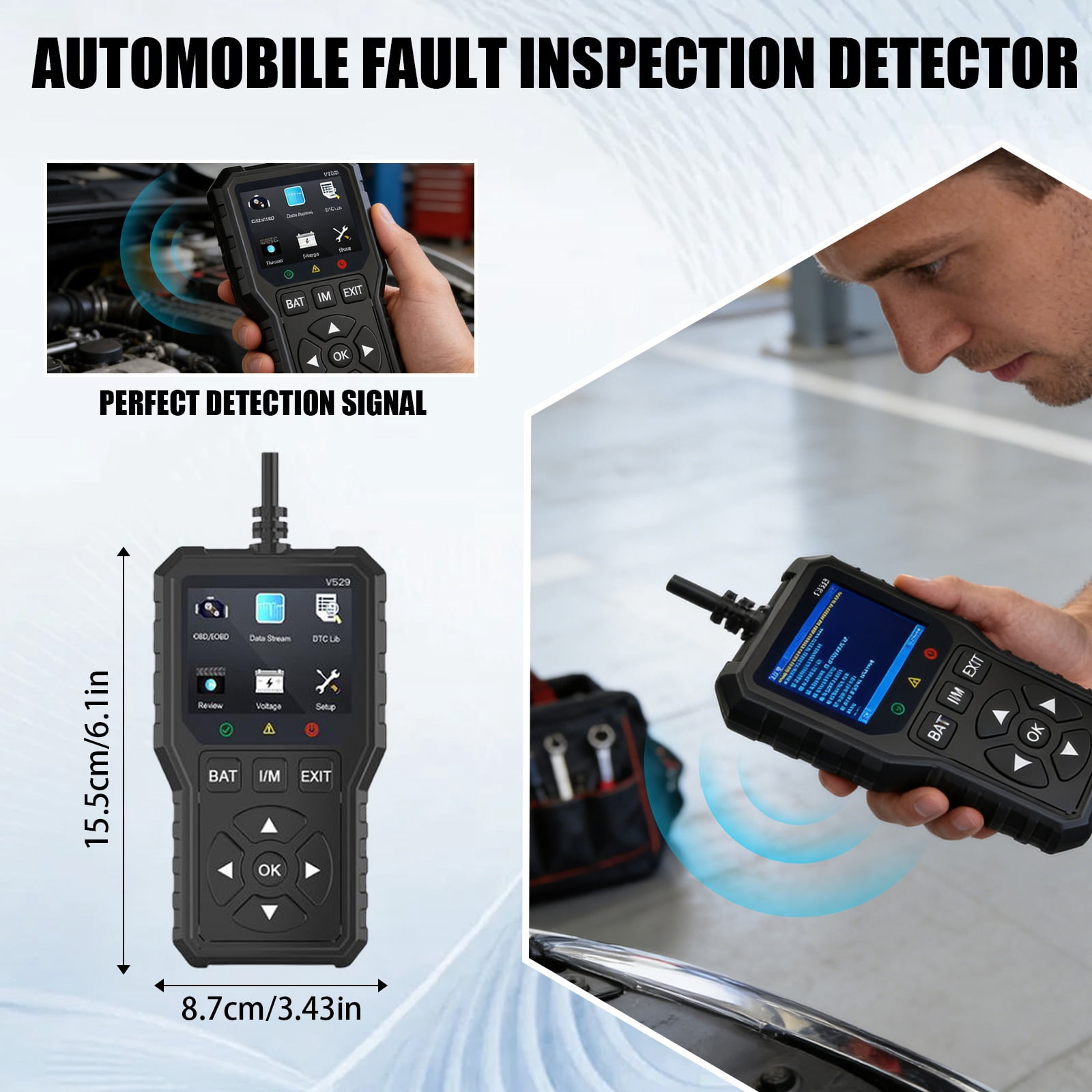 Professional OBD2 Code Reader – Clear Reset Engine Faults, Handheld ...