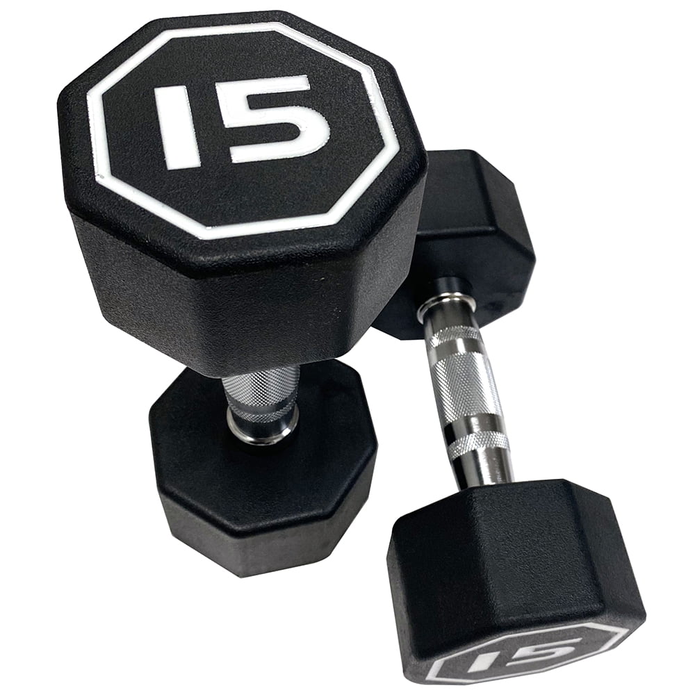 Professional Octagonal Dumbbells Set - RPE Non-Slip Coating & Chrome ...