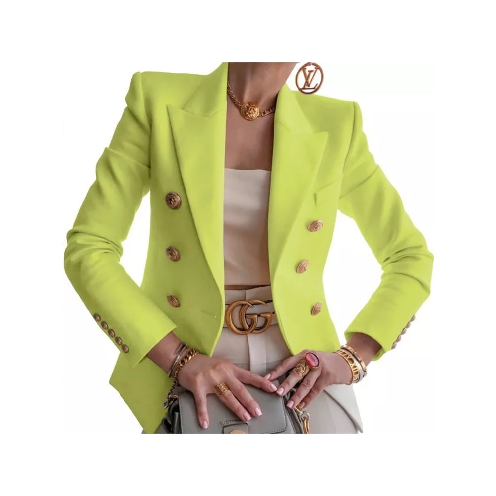 Professional Office Blazer Light Green Topper Gold Buttons Full Sleeve ...