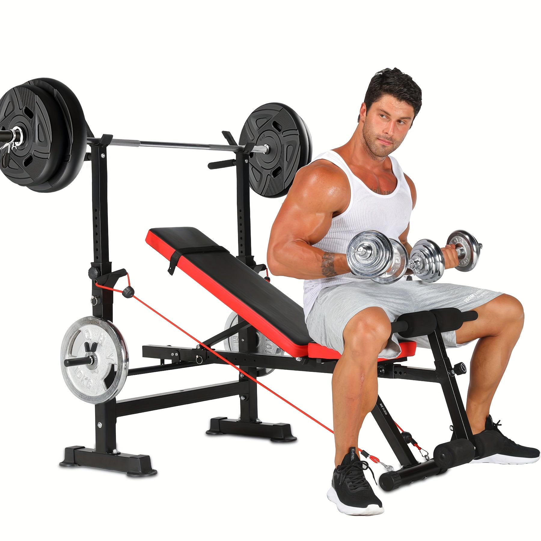 Professional All In One Weight Bench Set With Squat Rack, Adjustable ...