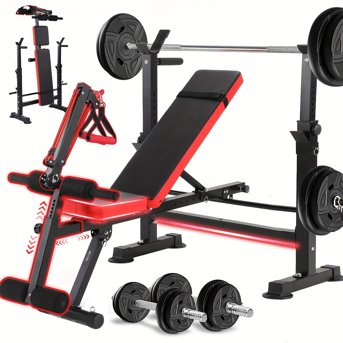 Professional All In One Weight Bench Set With Squat Rack, Adjustable ...