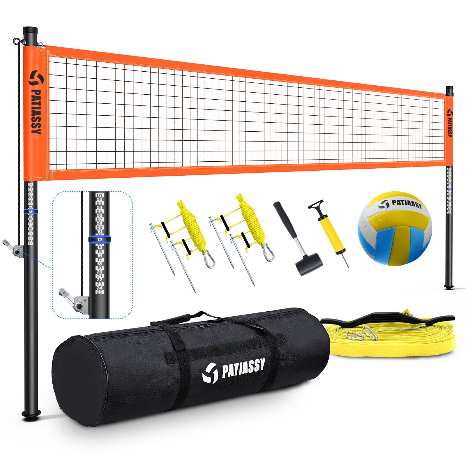 Professional Outdoor Volleyball Net Set w/ Adjustable Height Poles ...