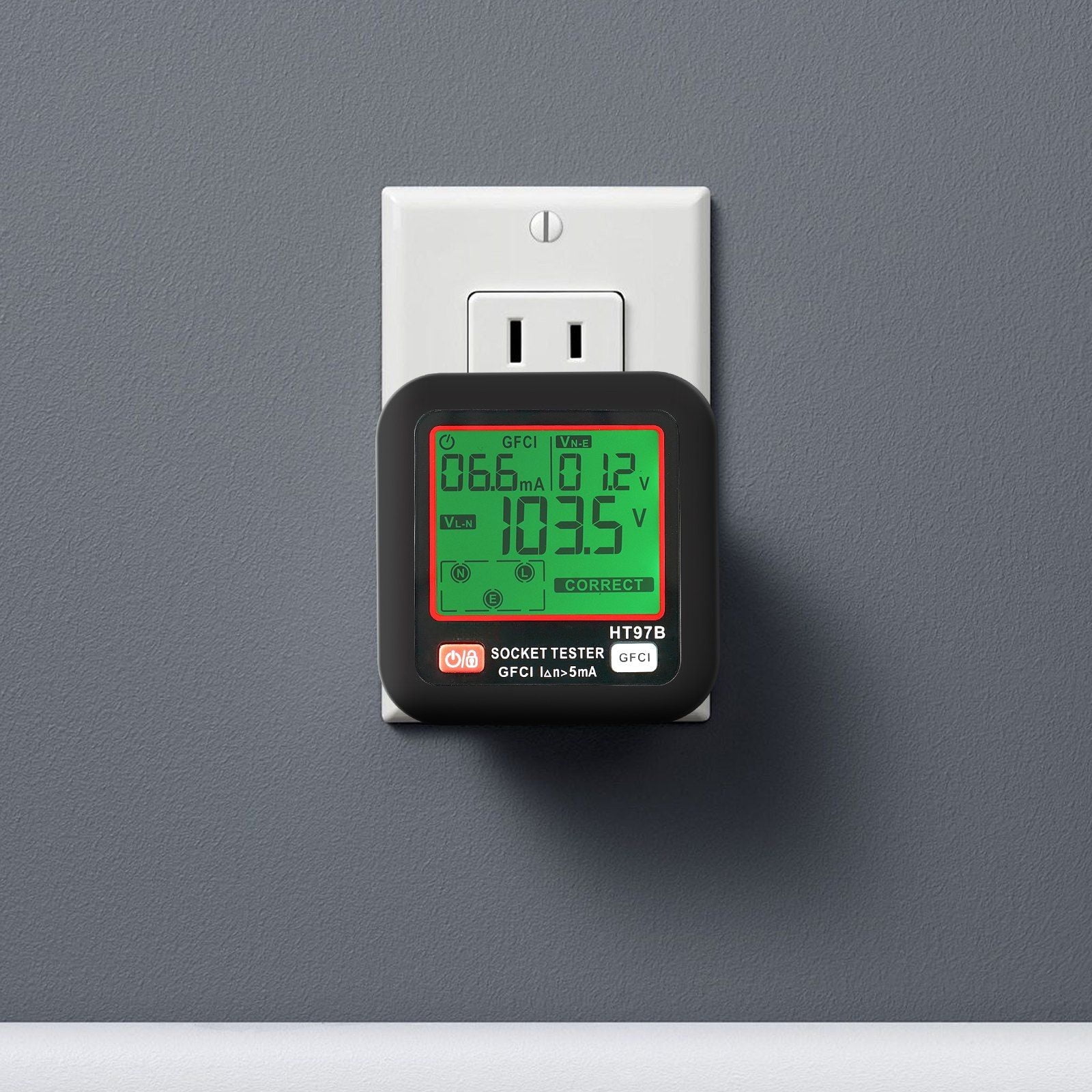 Professional Outlet Tester with GFCI Trip and LCD Voltage Display ...