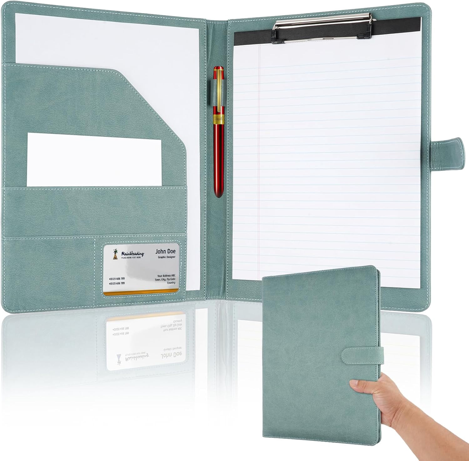 Professional Padfolio with Clipboard, Faux Leather Portfolio Folder ...