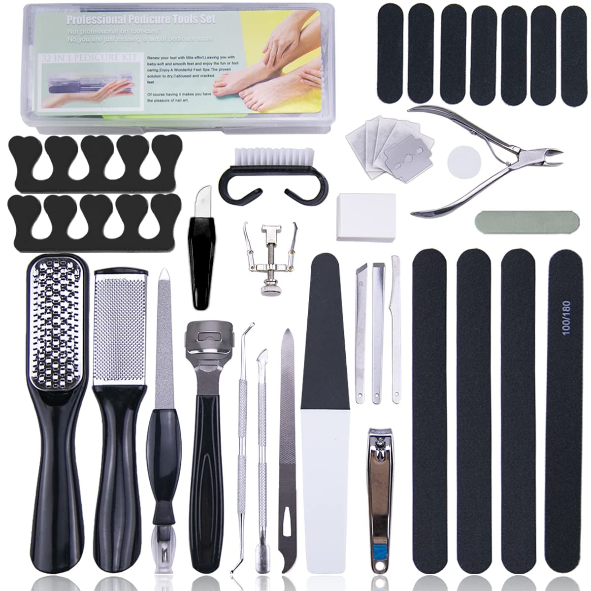 Professional Pedicure Kit Set 32 in 1 Foot File Rasp Stainless Steel ...