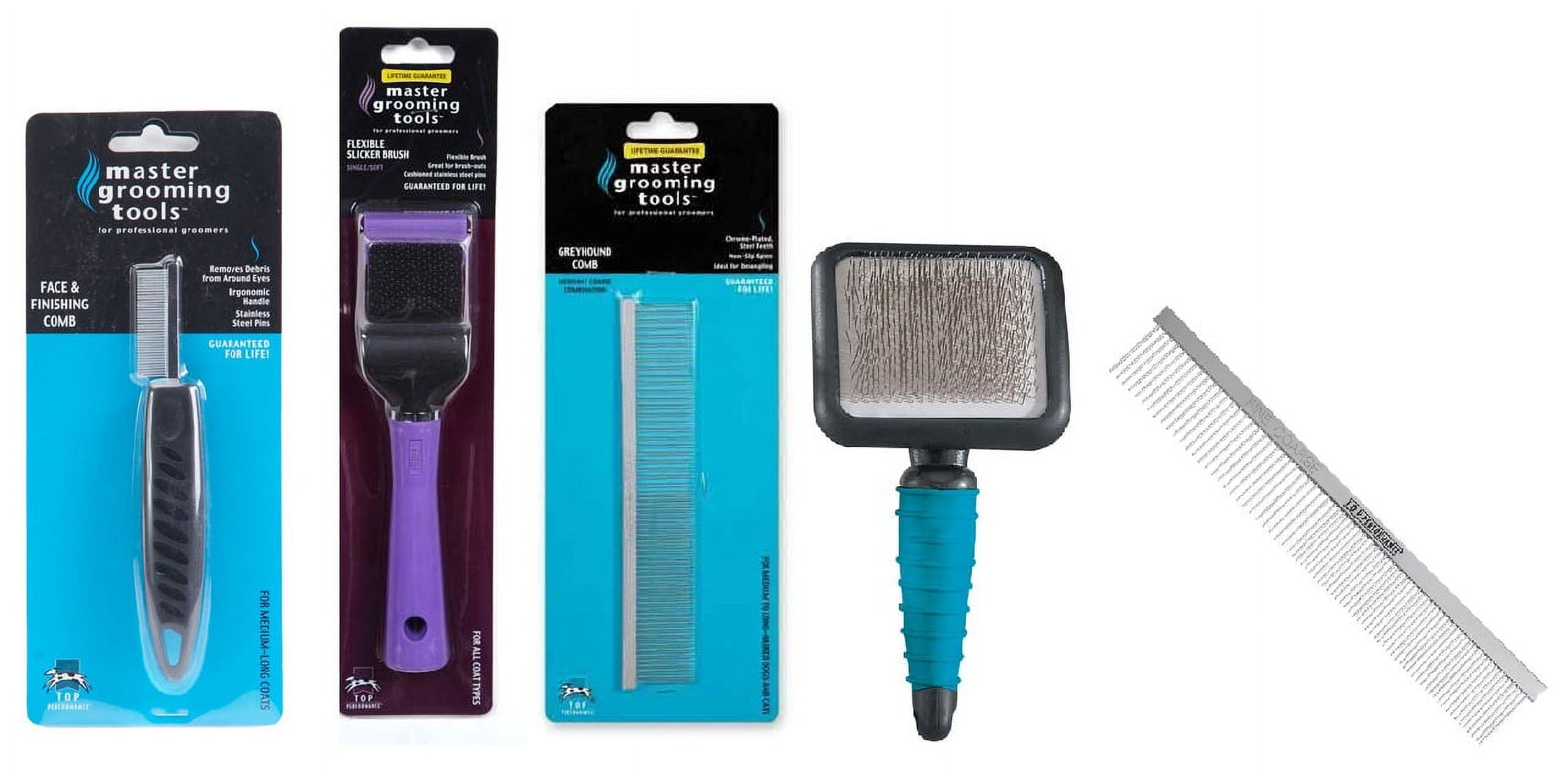 Professional Pet Grooming Tool Kit 5pc Brush and Comb Groomer Supplies ...