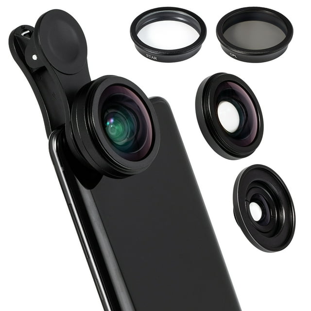 Professional Phone Camera Lens Phone Lens Kit 4 in 1, 0.6X Wide Angle ...