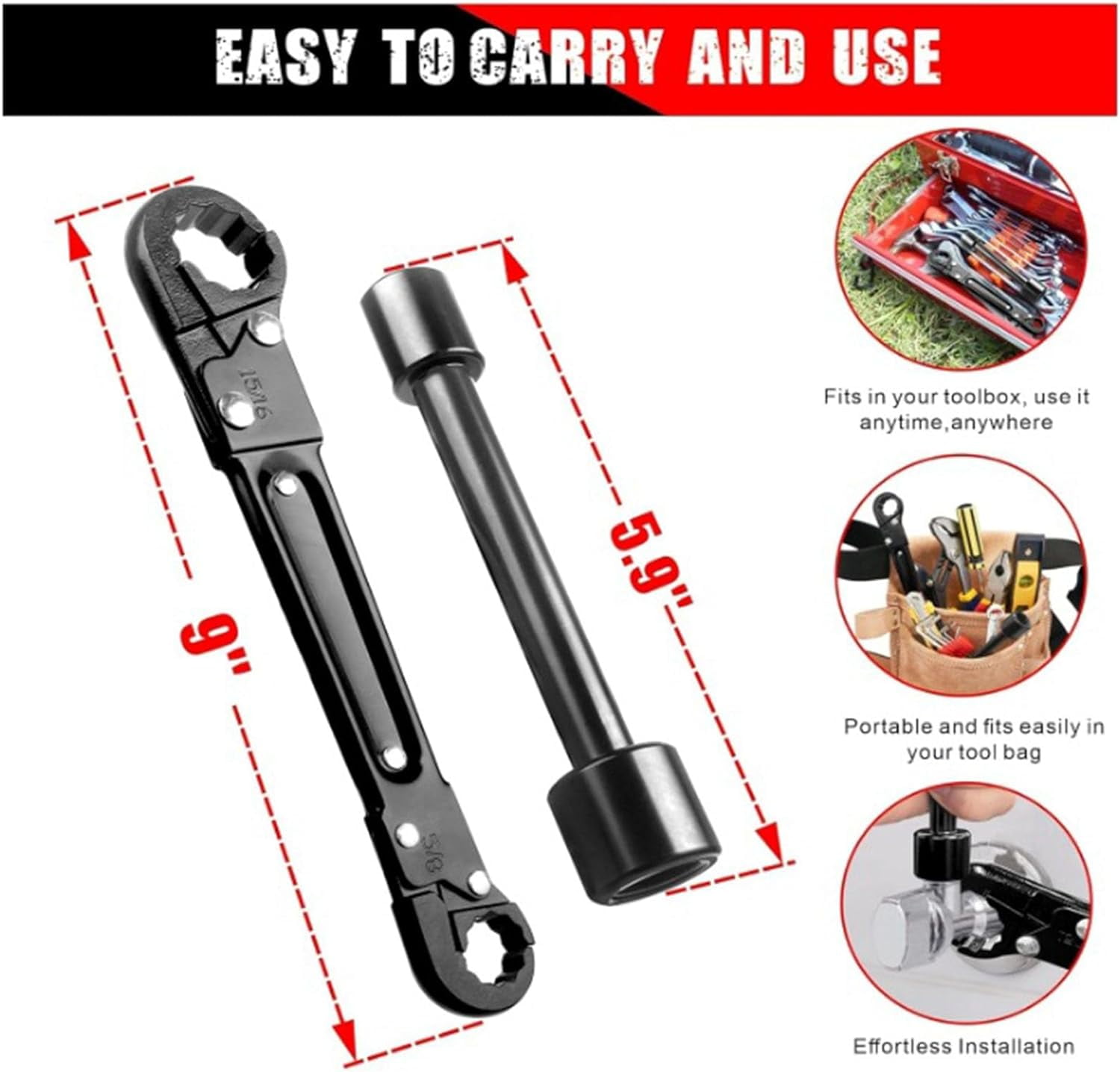 Professional Plumbing Tool Set - Angle Stop Wrench Kit & Double-Ended ...