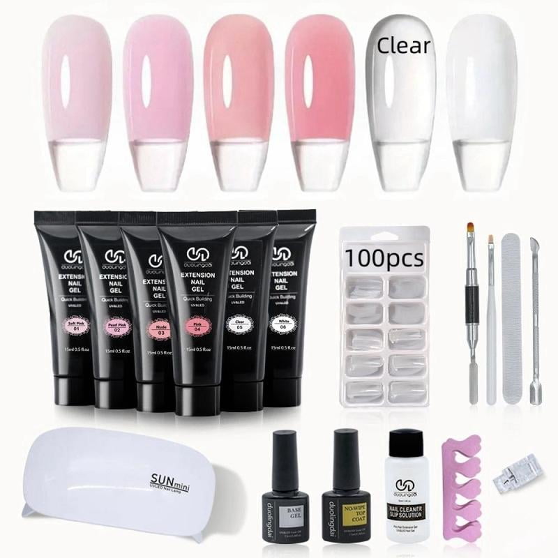Professional Poly Gel Nail Kit, 1 Set 6 Colors Poly Nail Gel Kit with ...