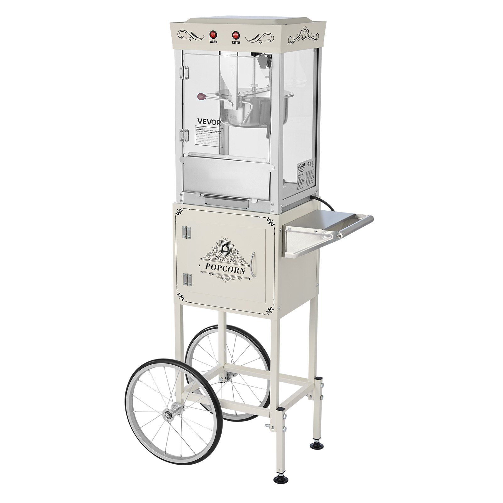 Professional Popcorn Popper with Cart - 800W 8oz Stainless Kettle, 48 ...