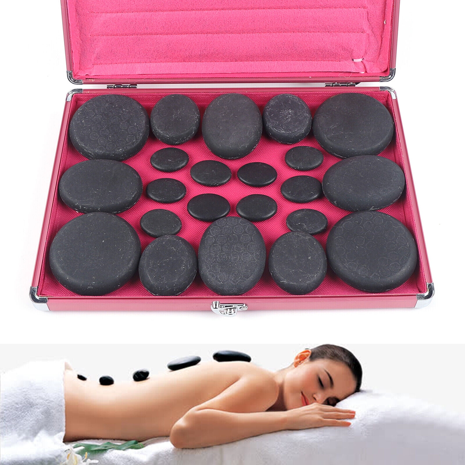 Professional Portable Massage Stone Heater Kit with 20 Therapy Hot ...