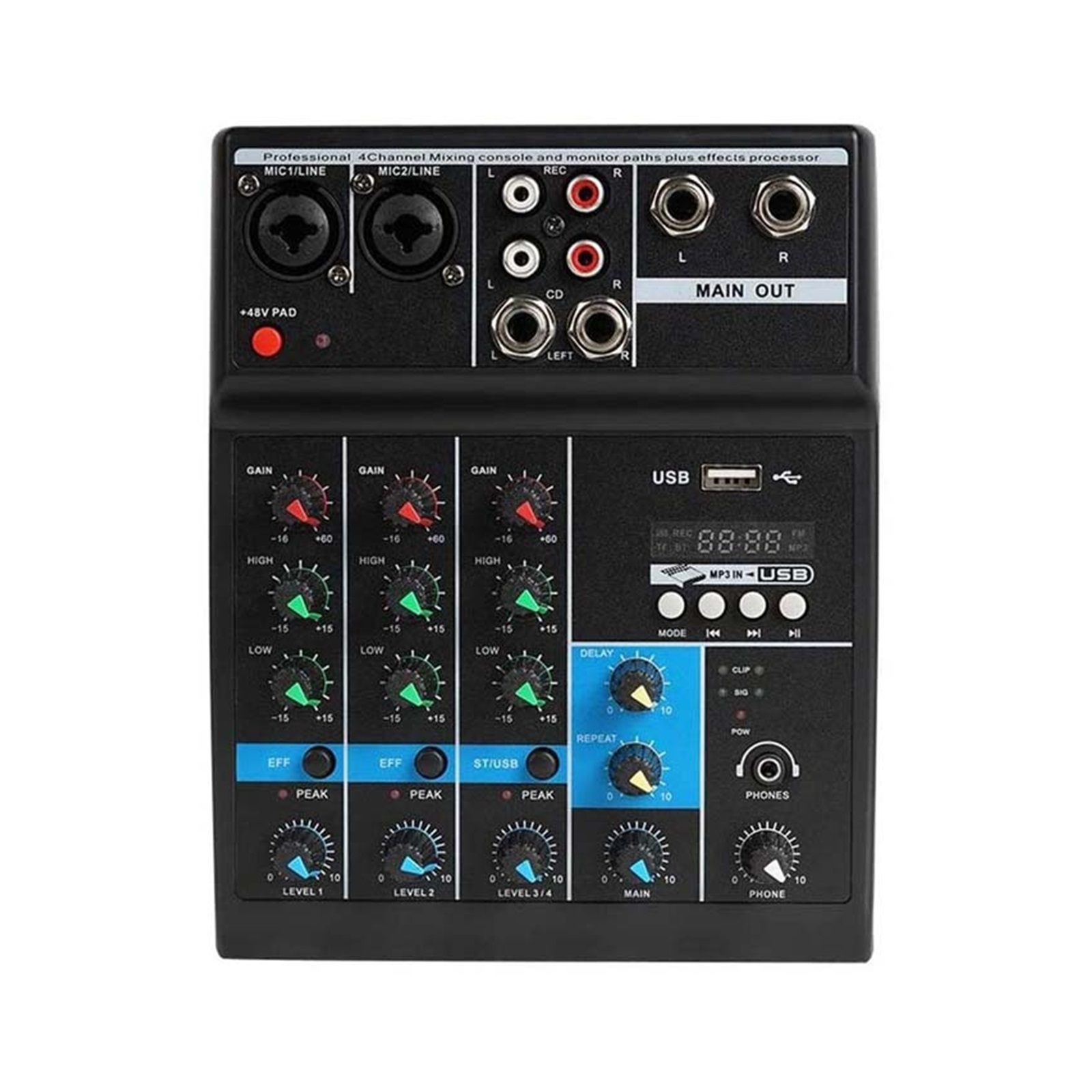 Professional Portable Mixer Sound Console Computer Input 48v Power Live ...