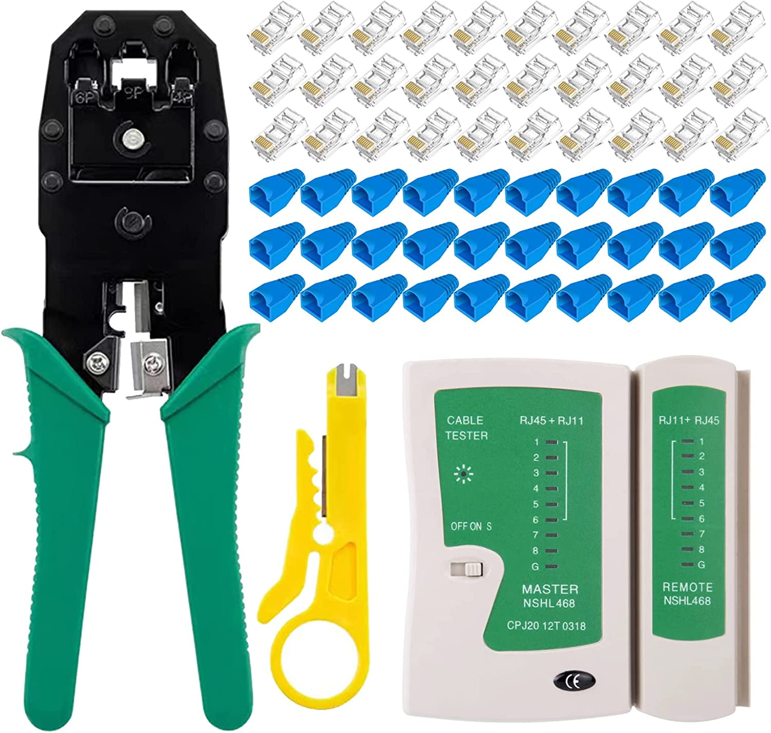 Professional RJ45 Crimp Tool Kit Complete Cat5 Cat5e Cat6 Ethernet ...