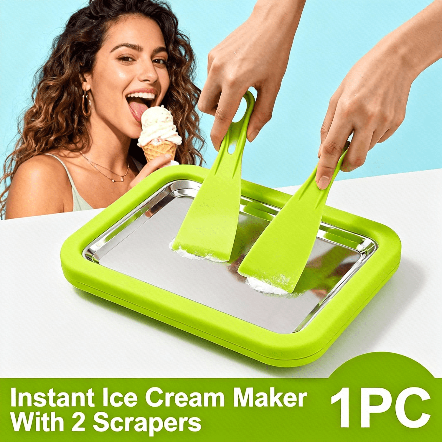 Professional Rolled Ice Cream Maker Kit - Manual,No Electricity Needed ...