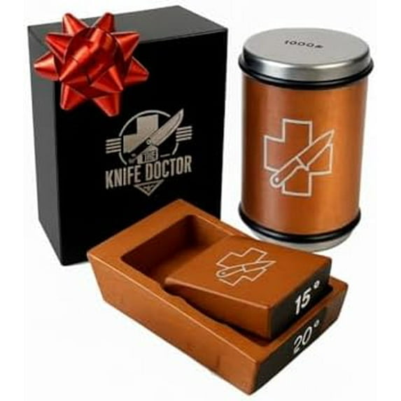 - Professional Rolling Knife Sharpener Kit - Two-Piece Wooden Block ...