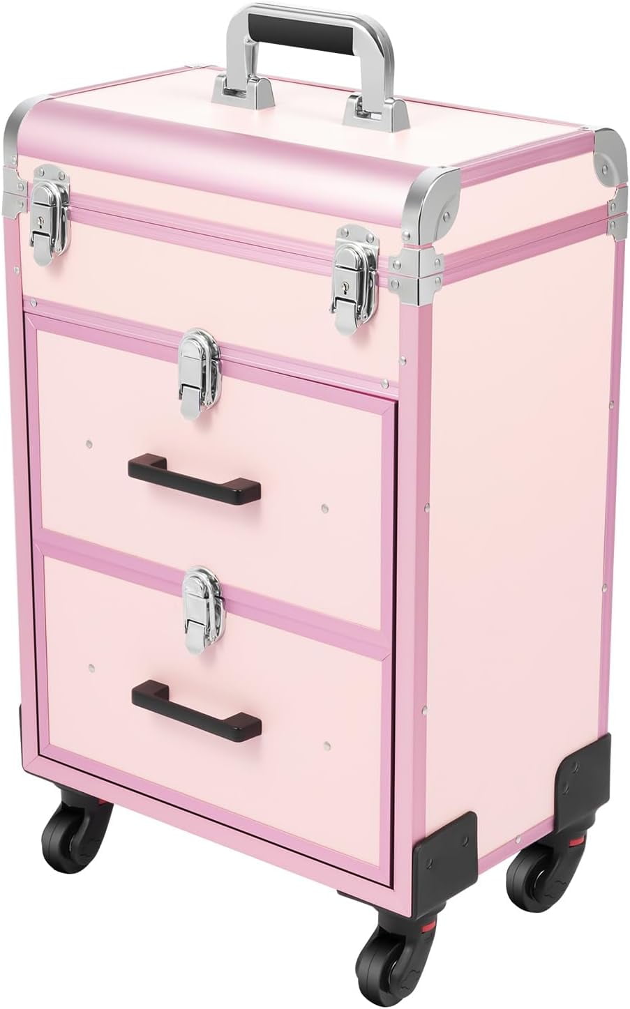 Professional Rolling Makeup Case with Locks - Large Cosmetic Trolley ...