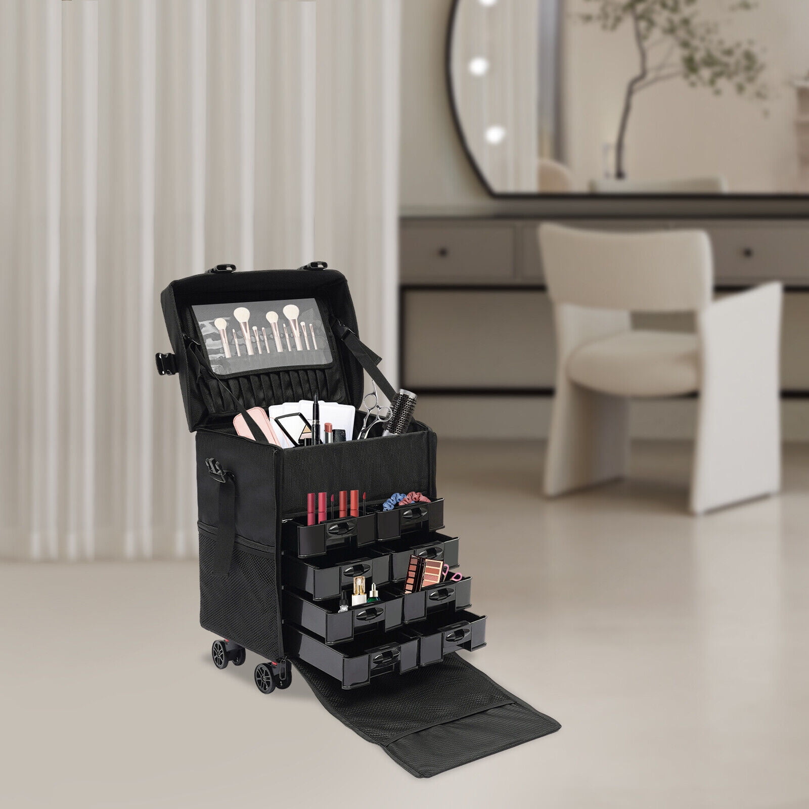Professional Rolling Makeup Train Case Cosmetic Trolley Makeup Storage ...