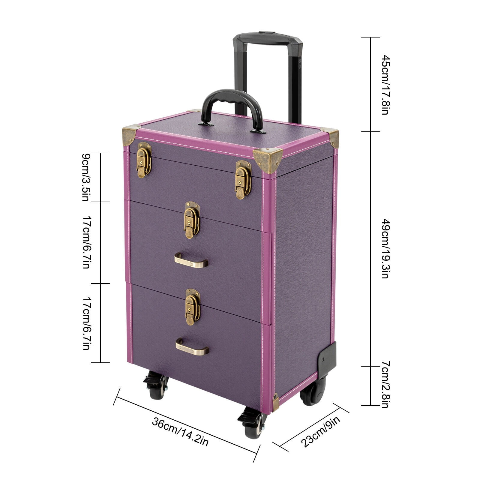 Professional Rolling Makeup Train Case Cosmetic Trolley Organizer ...