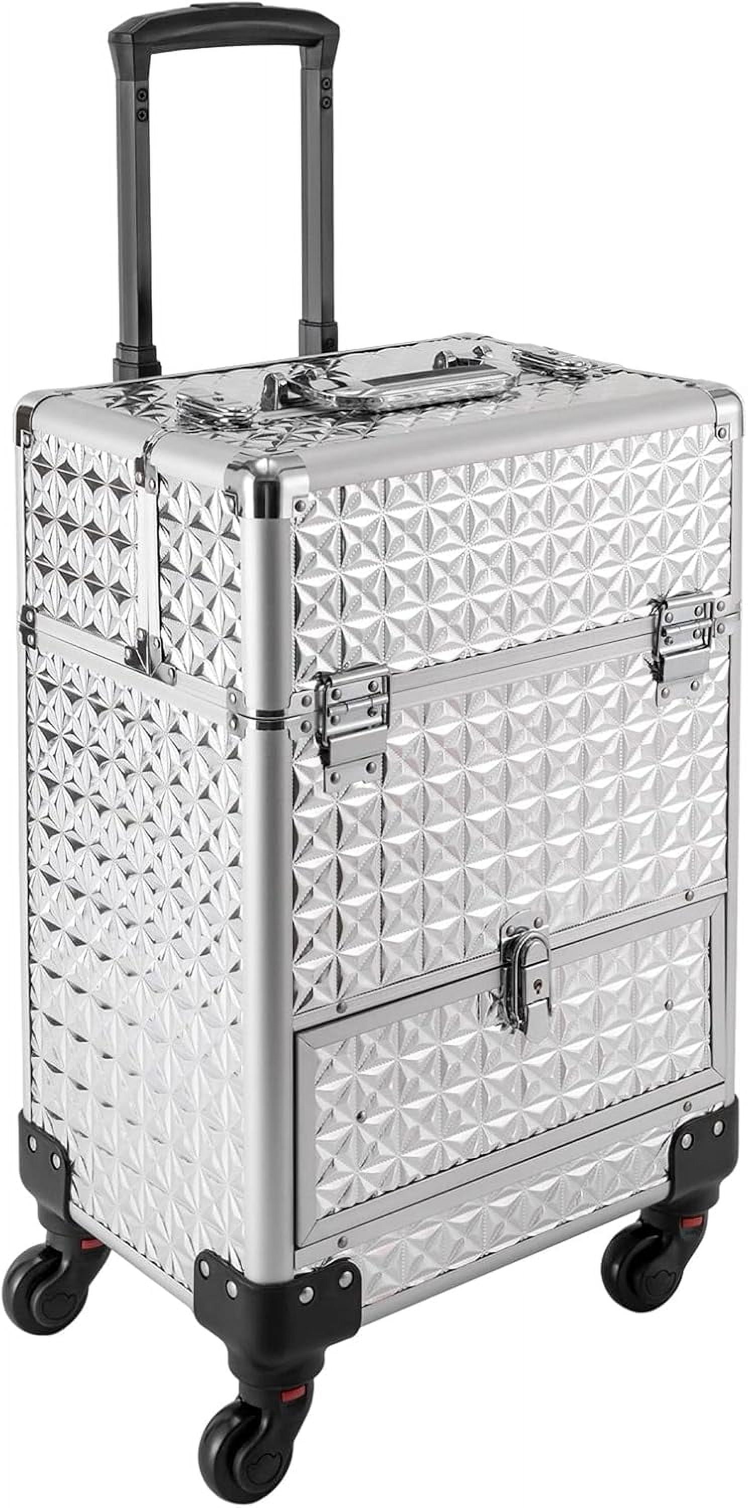 Professional Rolling Makeup Train Case - Heavy Duty Aluminum Alloy ...