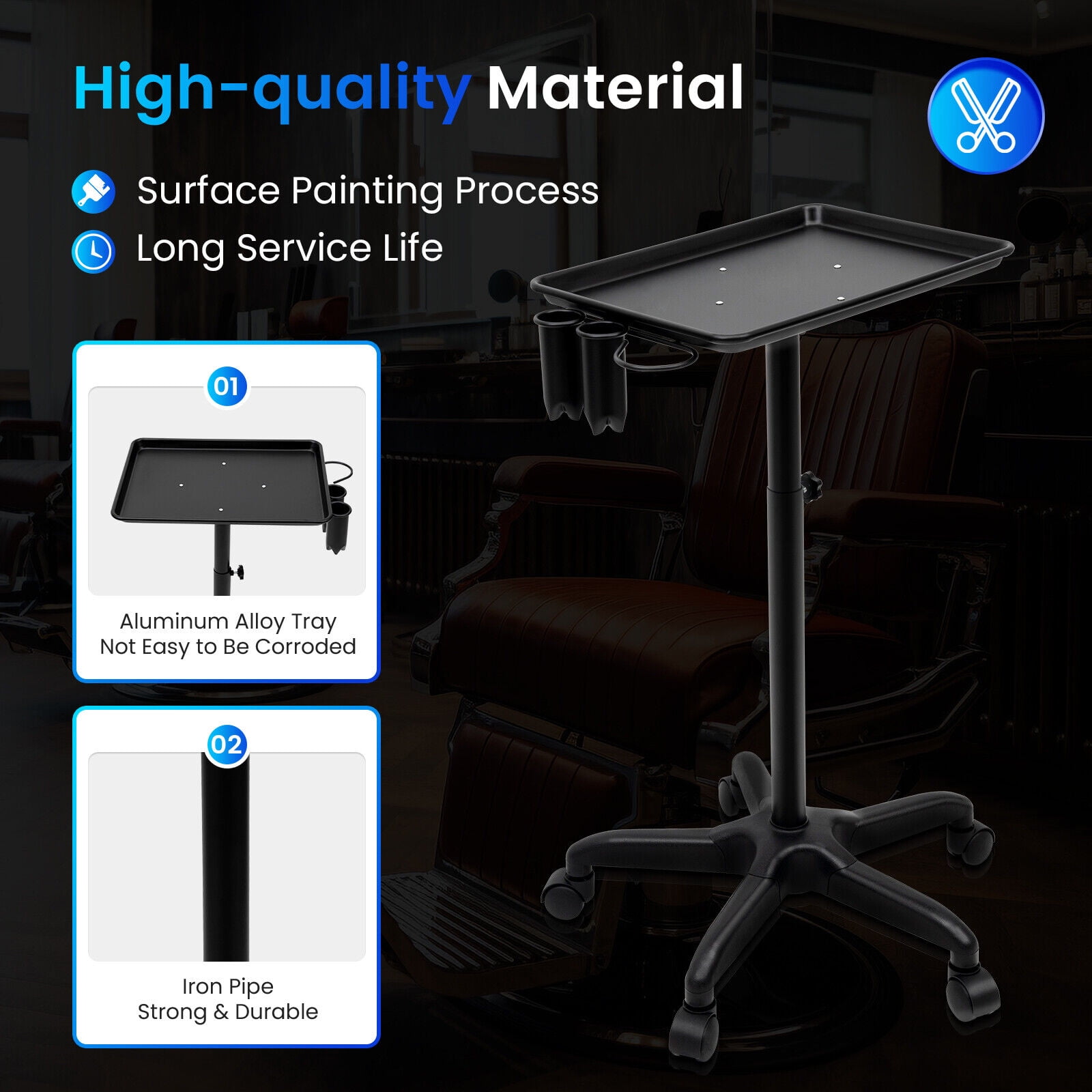 Professional Salon Trolley Aluminum Trolley Hair Instrument Tray Caddy ...