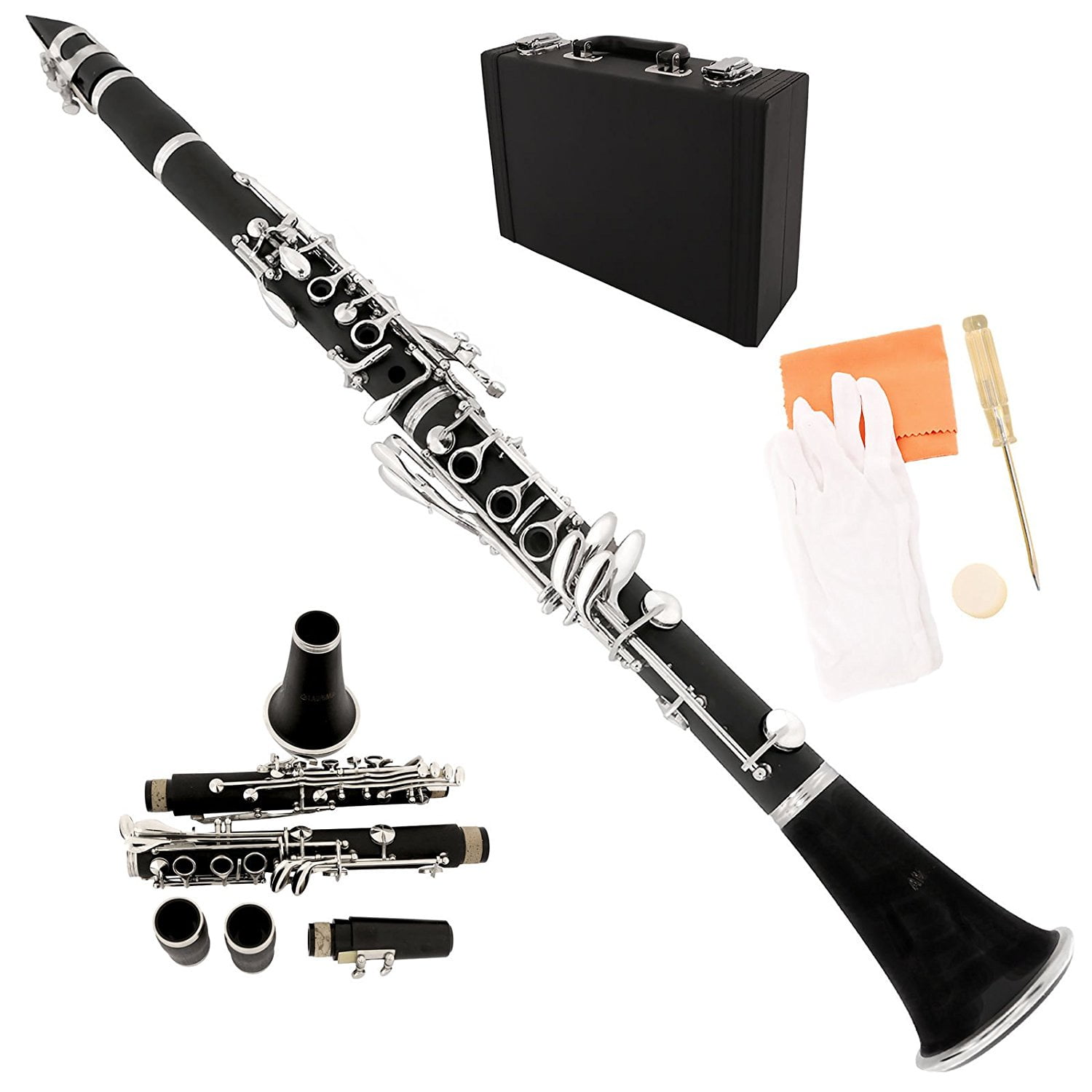 Professional School Band Bb Clarinet Student Beginner w/ Case, Care Kit ...