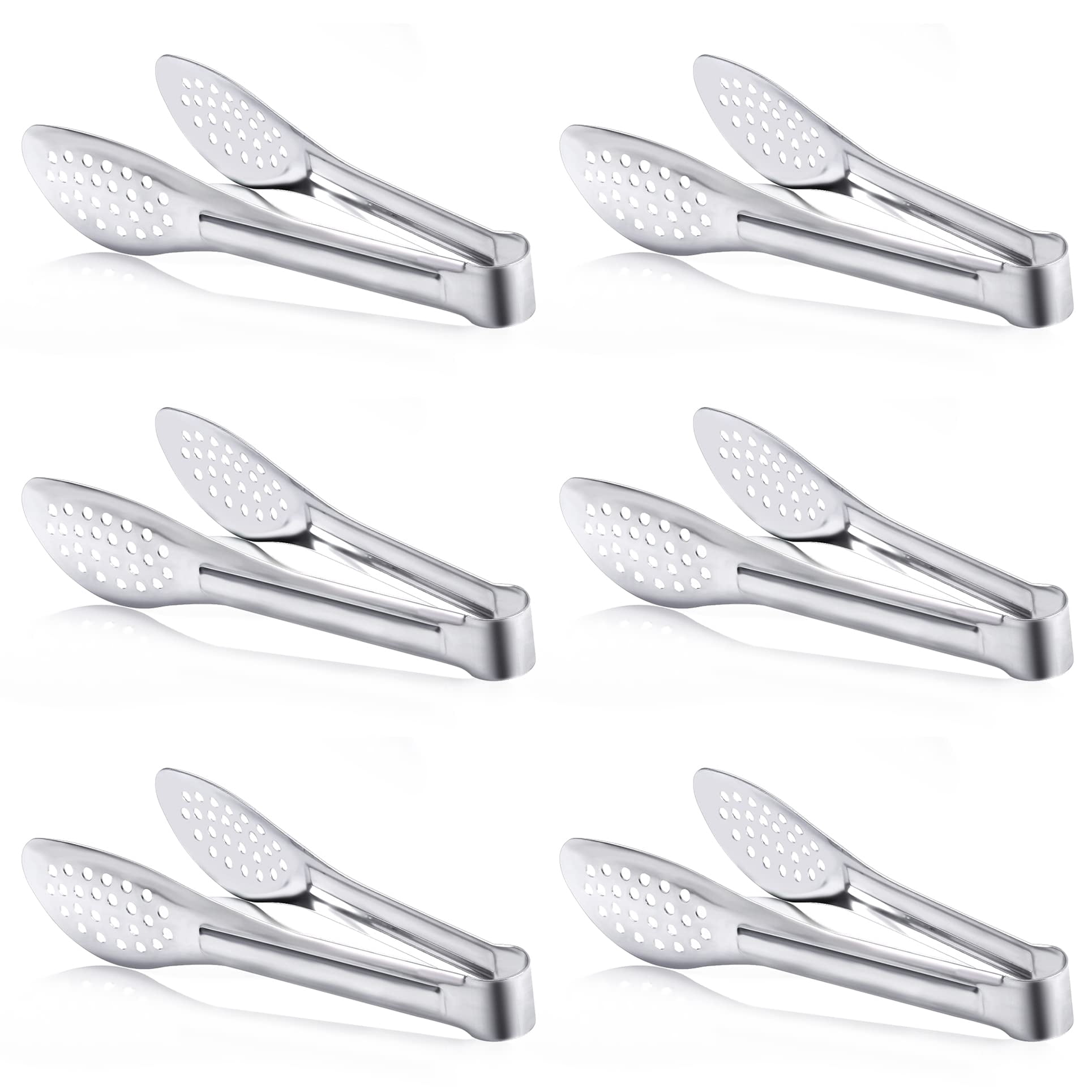 Professional Serving Tongs 6 Pack, 7 Inch Stainless Steel Buffet Tongs ...