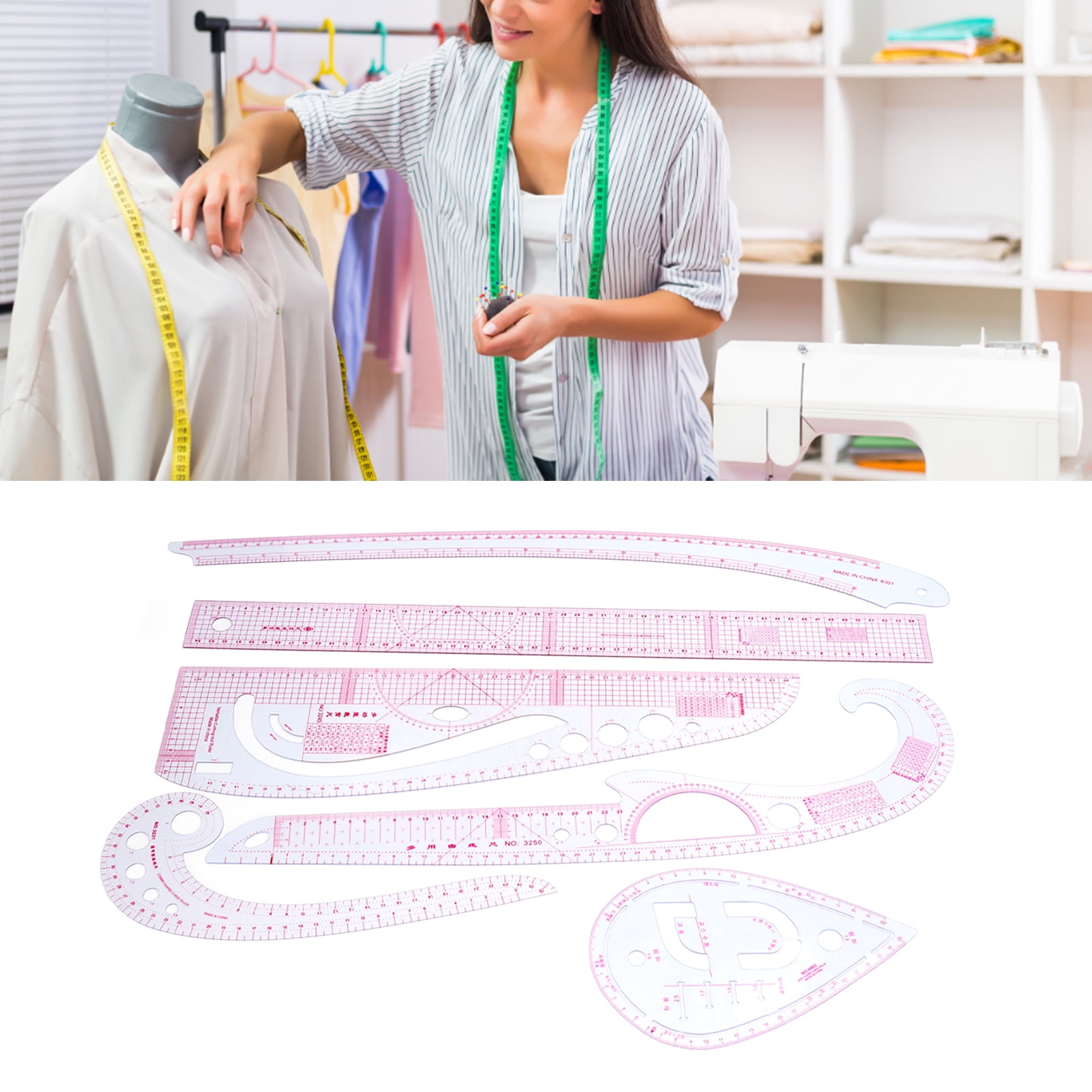 Professional Sewing Ruler Set, 7pc Kit With Curve Rulers For Accurate ...