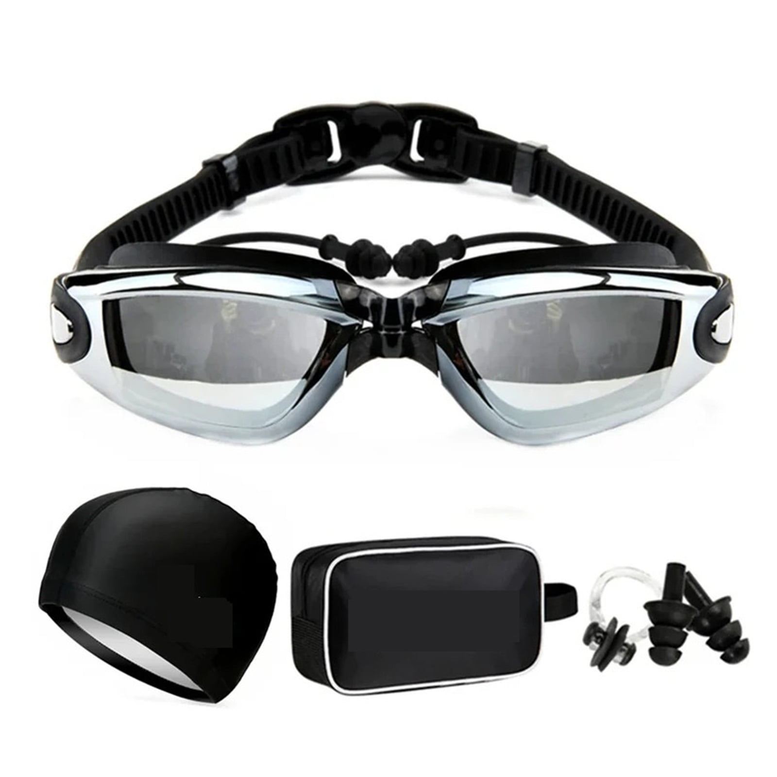 Professional Silicone Swimming Goggles Earplug Swim Cap Bag Adult Pool ...