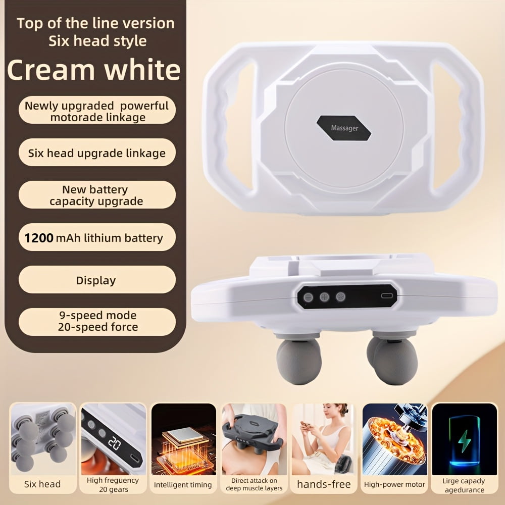 Professional Six-Head Massage Gun - 8 Modes, 9 Speeds, USB-C Fast ...