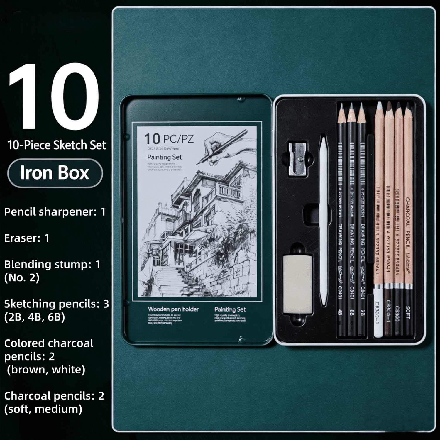 Professional Sketch & Drawing Set – 10/12/20/28 Pcs Art Kit with Metal ...