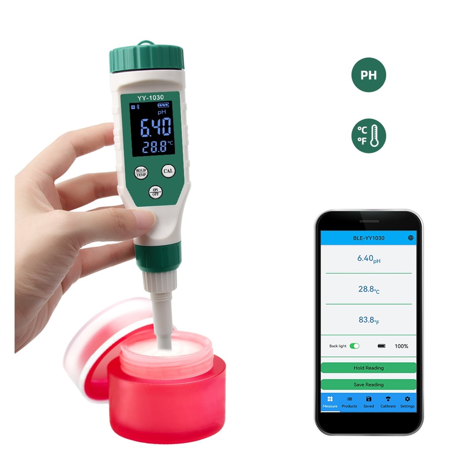 Professional Skin Care PH Meter 0.00~14.00 Acidimeter Sensitive Probe ...