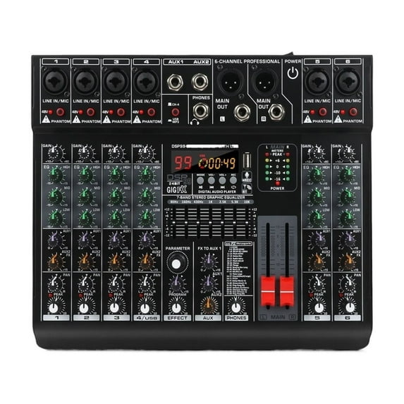 Professional Sound Mixer 6/8 Channel 48V 2 AUX Mixing Console 99 ...