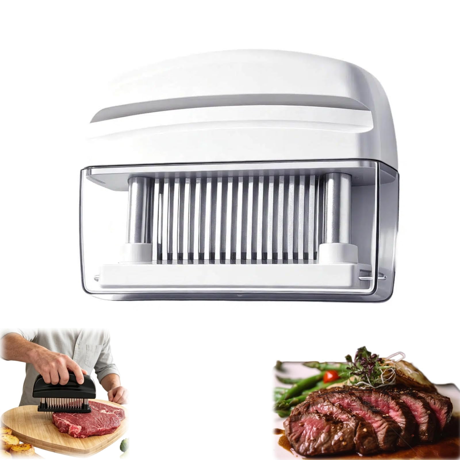 Professional Spring-Loaded Meat Tenderizer, Handheld Meat Needle for ...