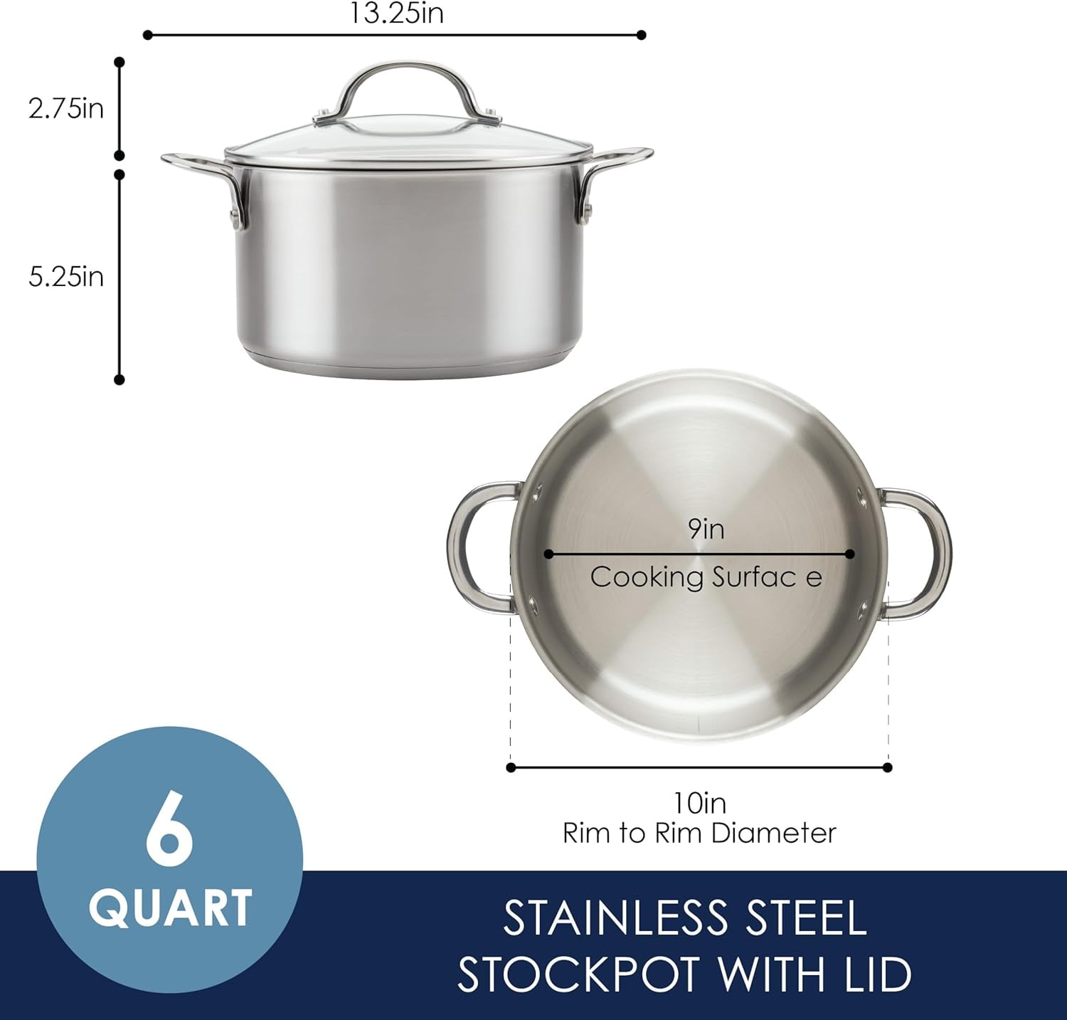 Professional Stainless Steel Stockpot with Lid, Induction Ready ...
