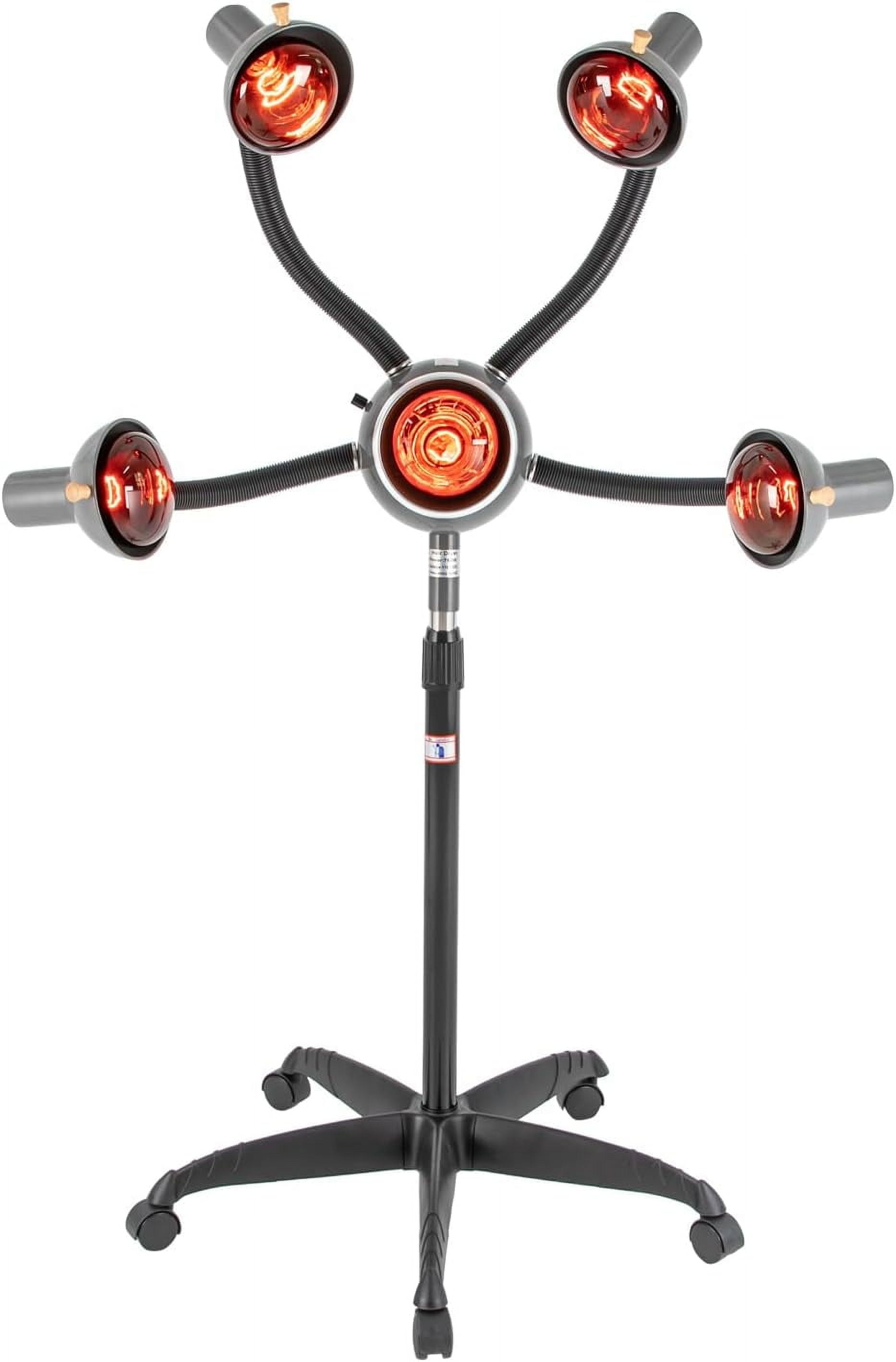 Professional Standing Hair Dryer - 5 Head 750W Red Lamp Salon Hair ...