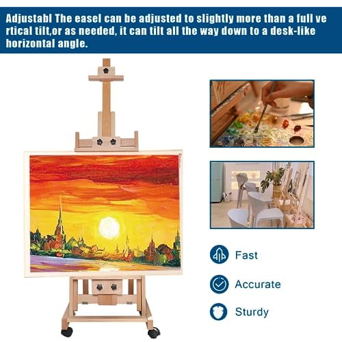 Professional Standing Solid Beech Wood Easel, Extra Large H-Frame ...