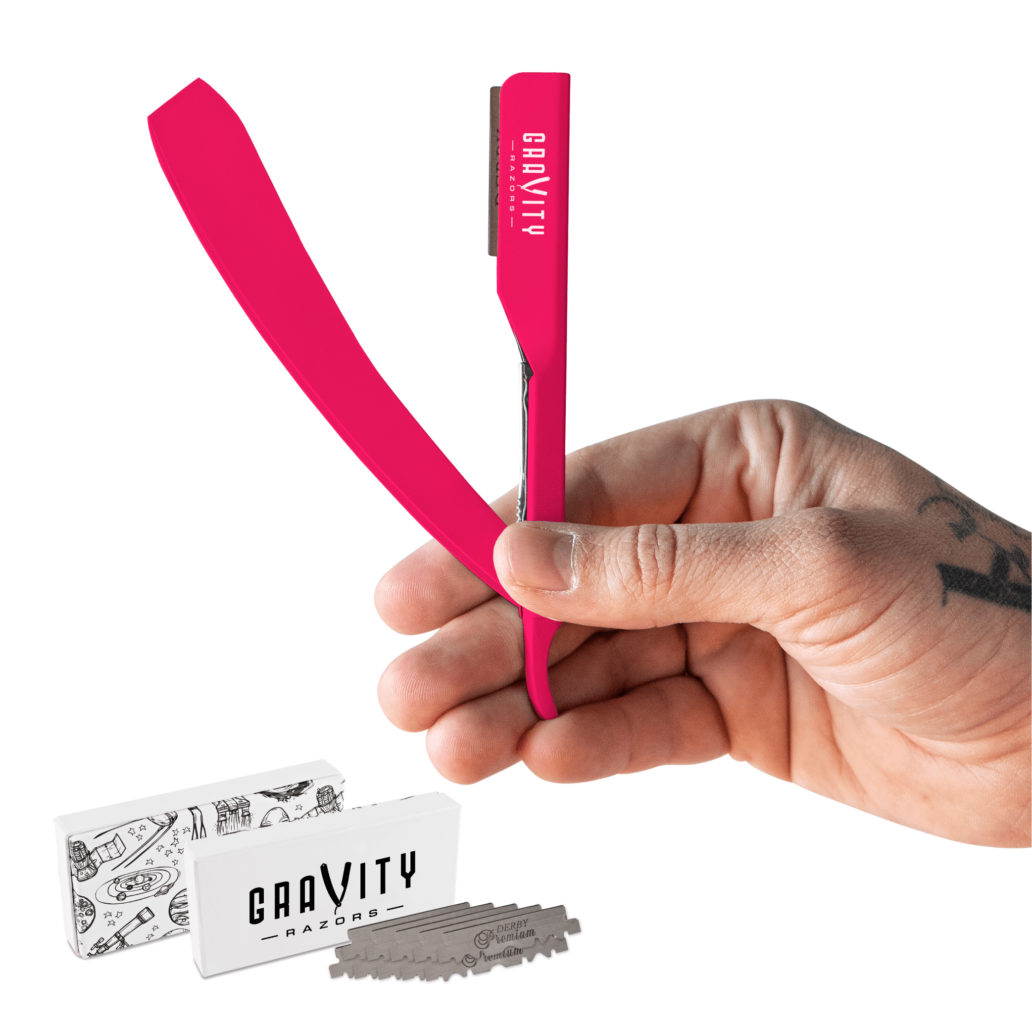 Gravity Razors Professional Straight Razor Kit, 2mm Exposed Shavette ...